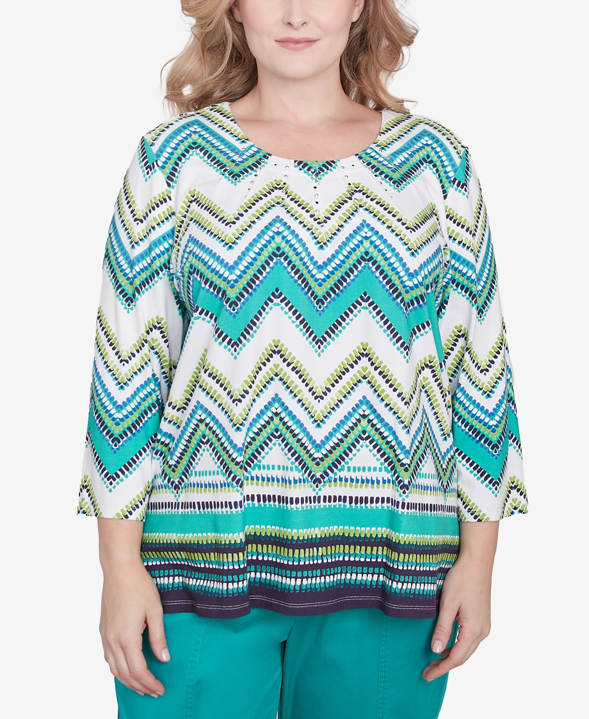 Click here for Alfred Dunner Plus Size Nantucket Pleated Chevron... prices