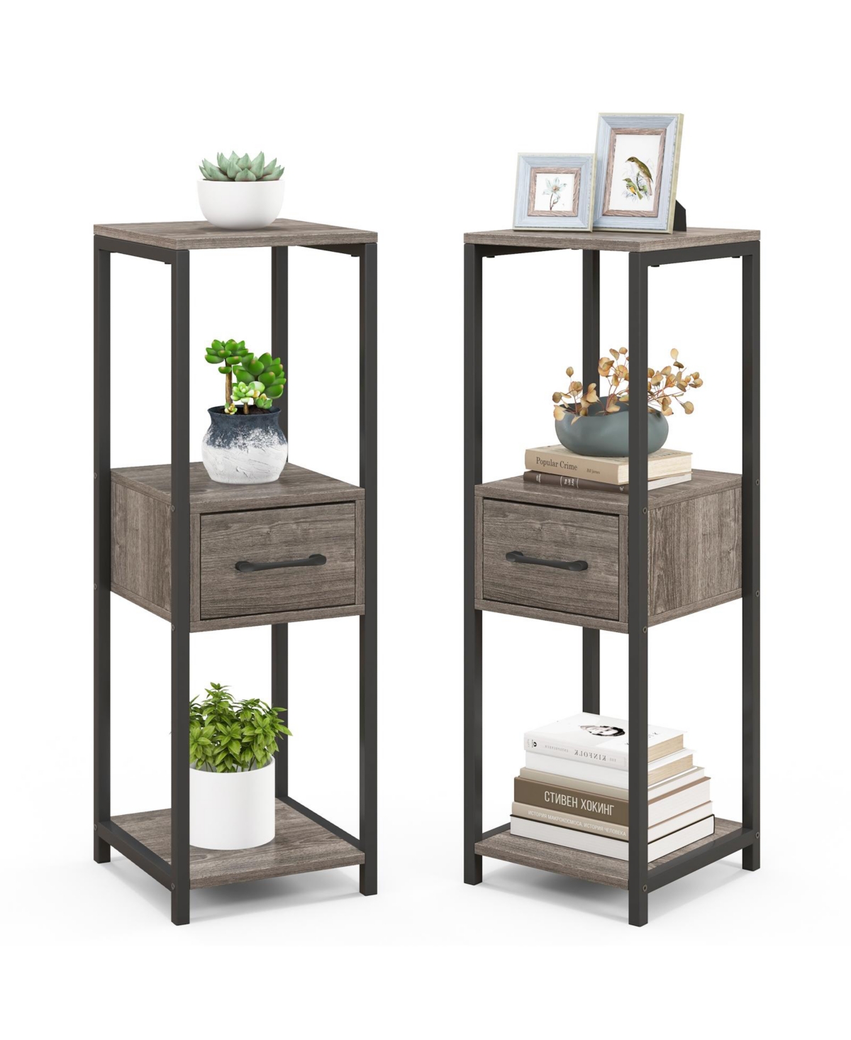 Click here for 2-Pack 3-Tier Tall Plant Stand with Drawer and Dis... prices