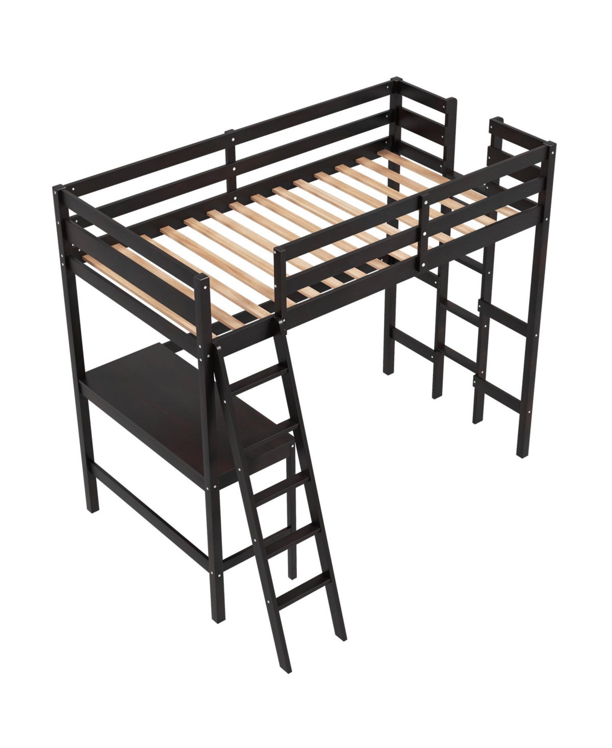 Click here for Loft Bed Frame with Angled Desk and Built-in Ladde... prices