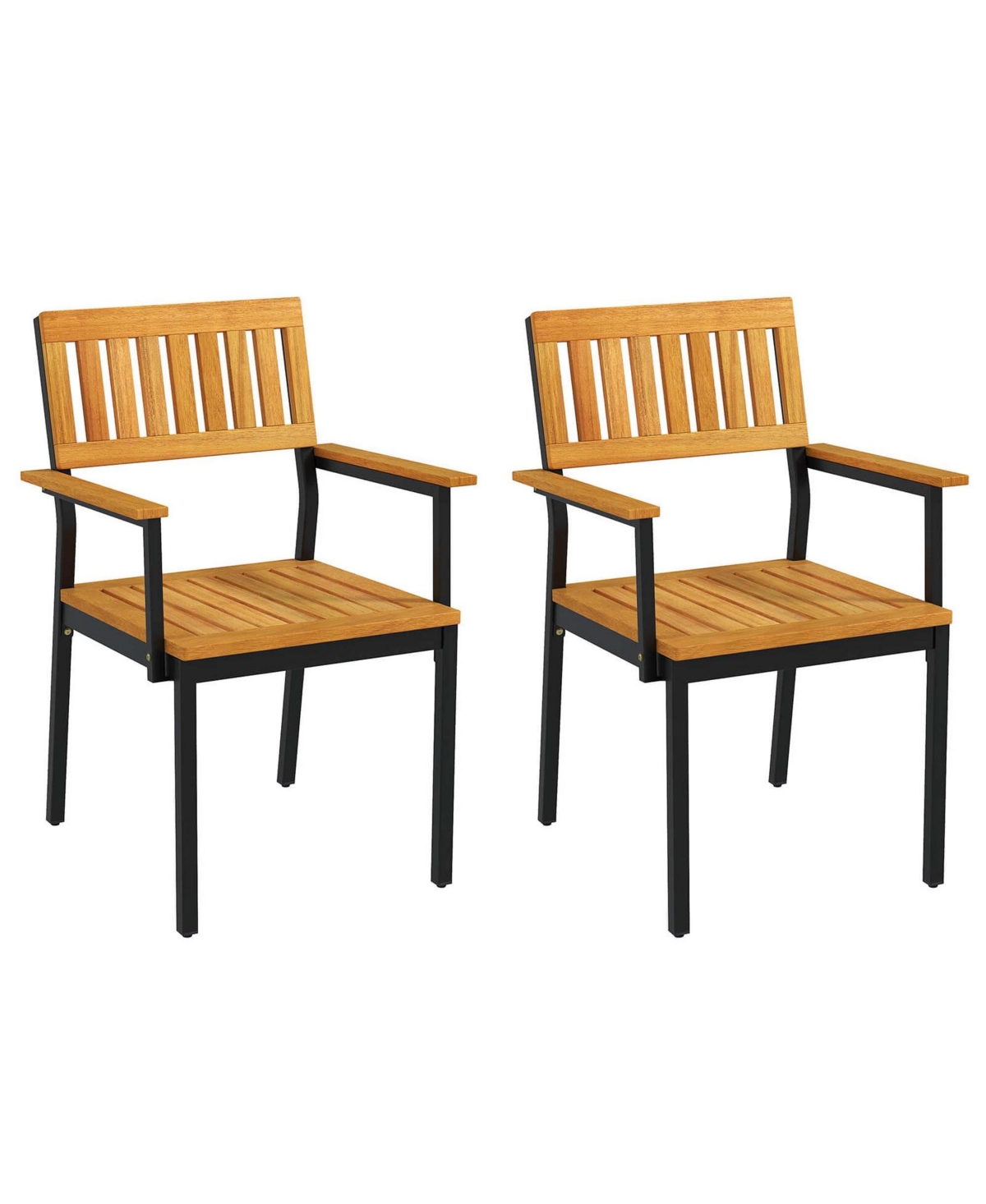 Click here for Dining Chair Set of 2 with Acacia Wood Backrest Sl... prices
