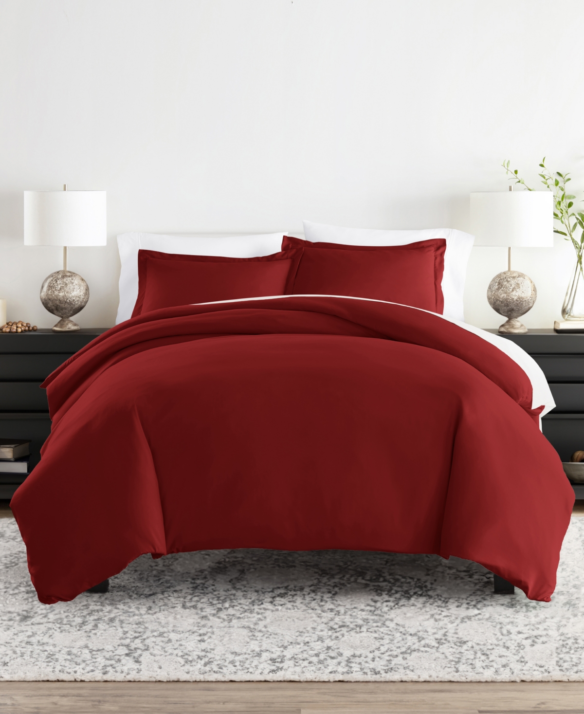 ienjoy Home Double Brushed Solid Duvet Cover Set  Full/Queen - Burgundy