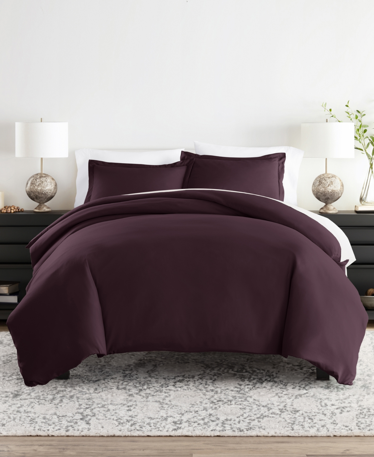 ienjoy Home Double Brushed Solid Duvet Cover Set  Full/Queen - Purple