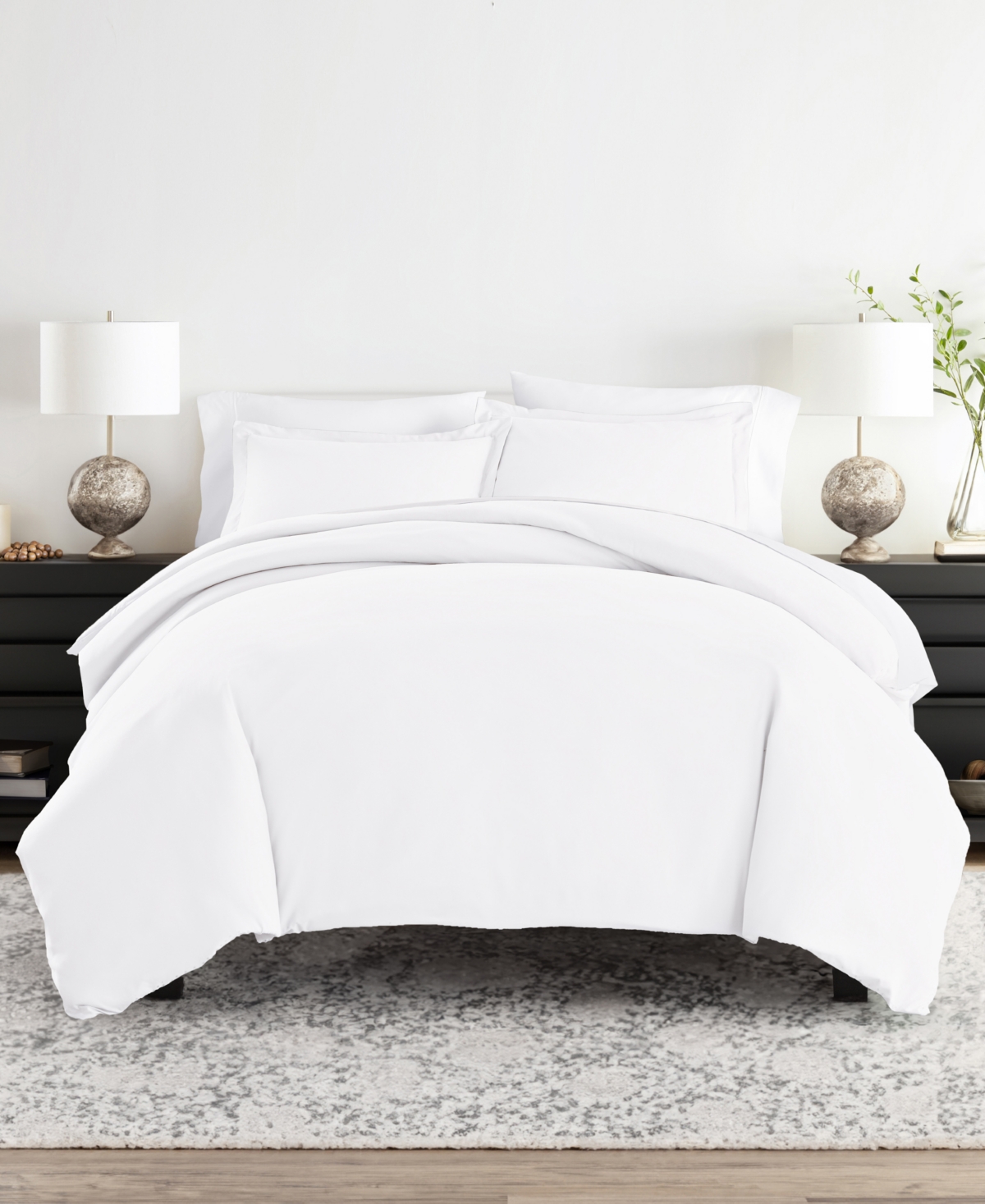 ienjoy Home Double Brushed Solid Duvet Cover Set  Full/Queen - White