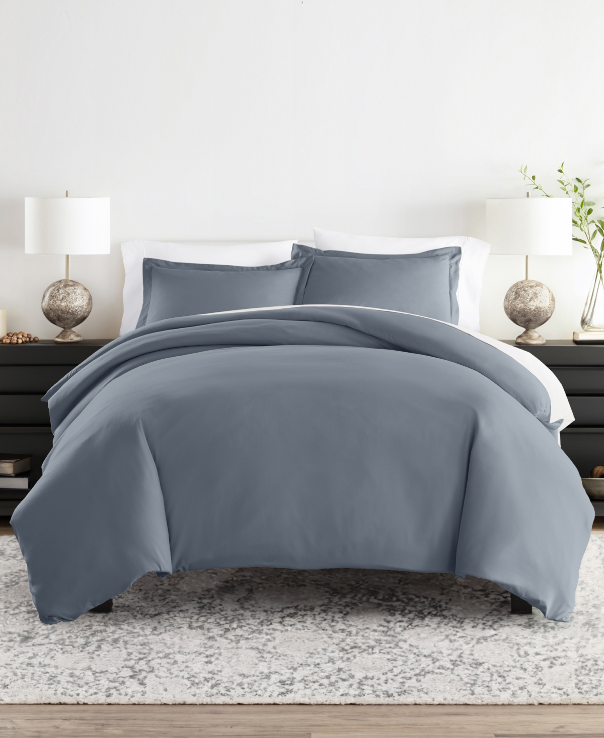 ienjoy Home Double Brushed Solid Duvet Cover Set  Full/Queen - Stone