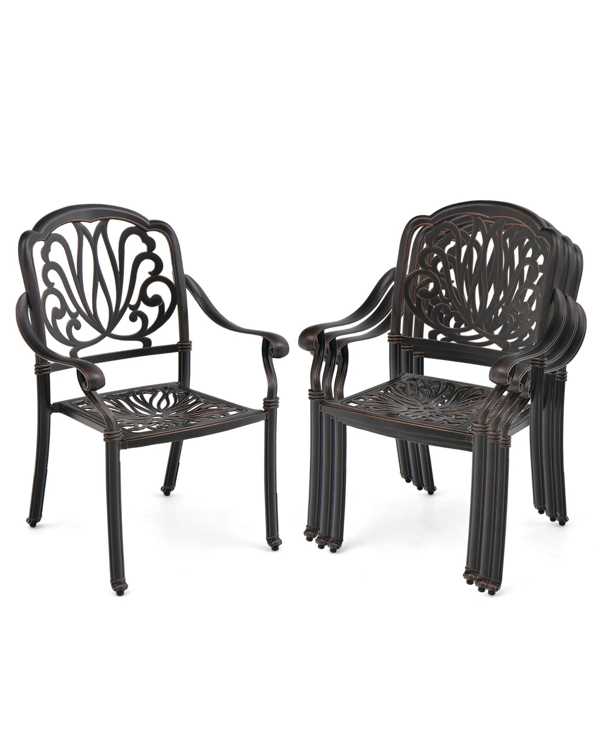 Click here for Gymax 4 Pieces Cast Aluminum Chairs Set of 2 Stack... prices