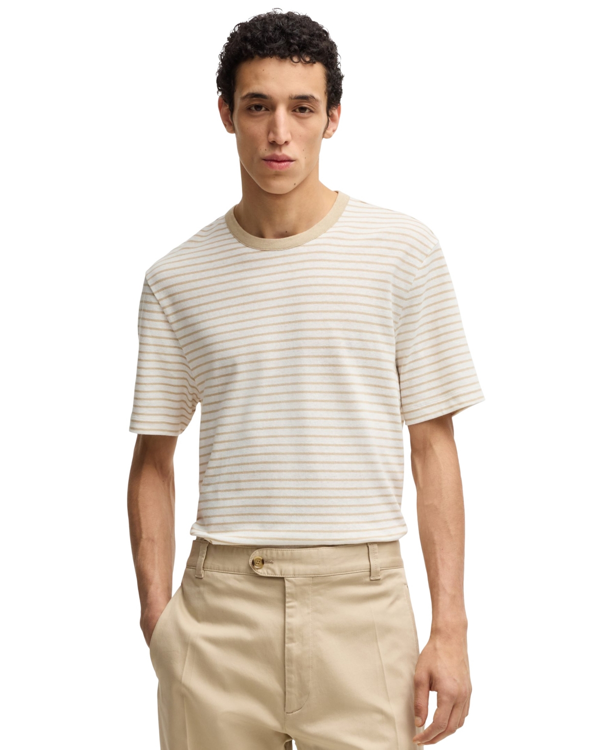 Click here for Boss by Hugo Boss Mens Cotton Linen Regular-Fit T-... prices