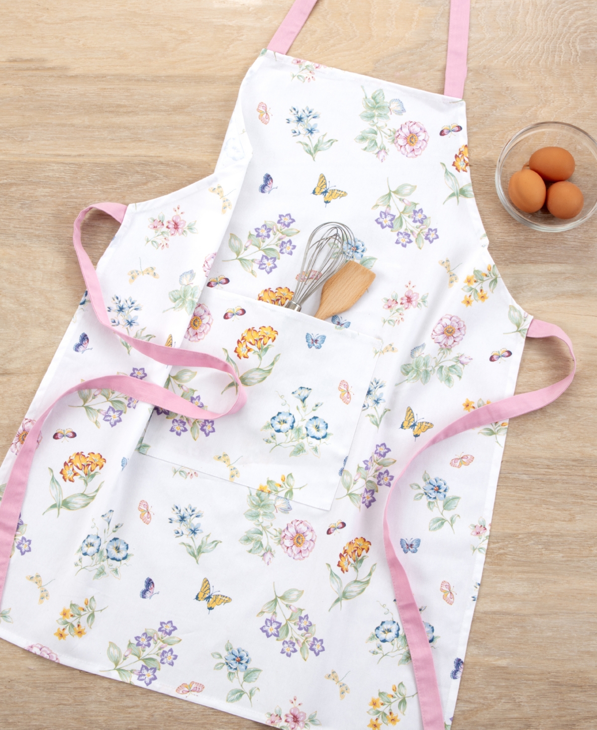 Click here for Lenox Butterfly Meadow Printed Cotton Apron - Whit... prices