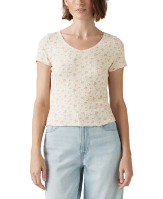 Levi's® Women's Sweetie Cotton V-Neck Pointelle Top - Macy's