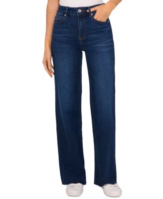 CeCe Women's Wide-Leg High-Rise Raw-Hem Jeans - Macy's