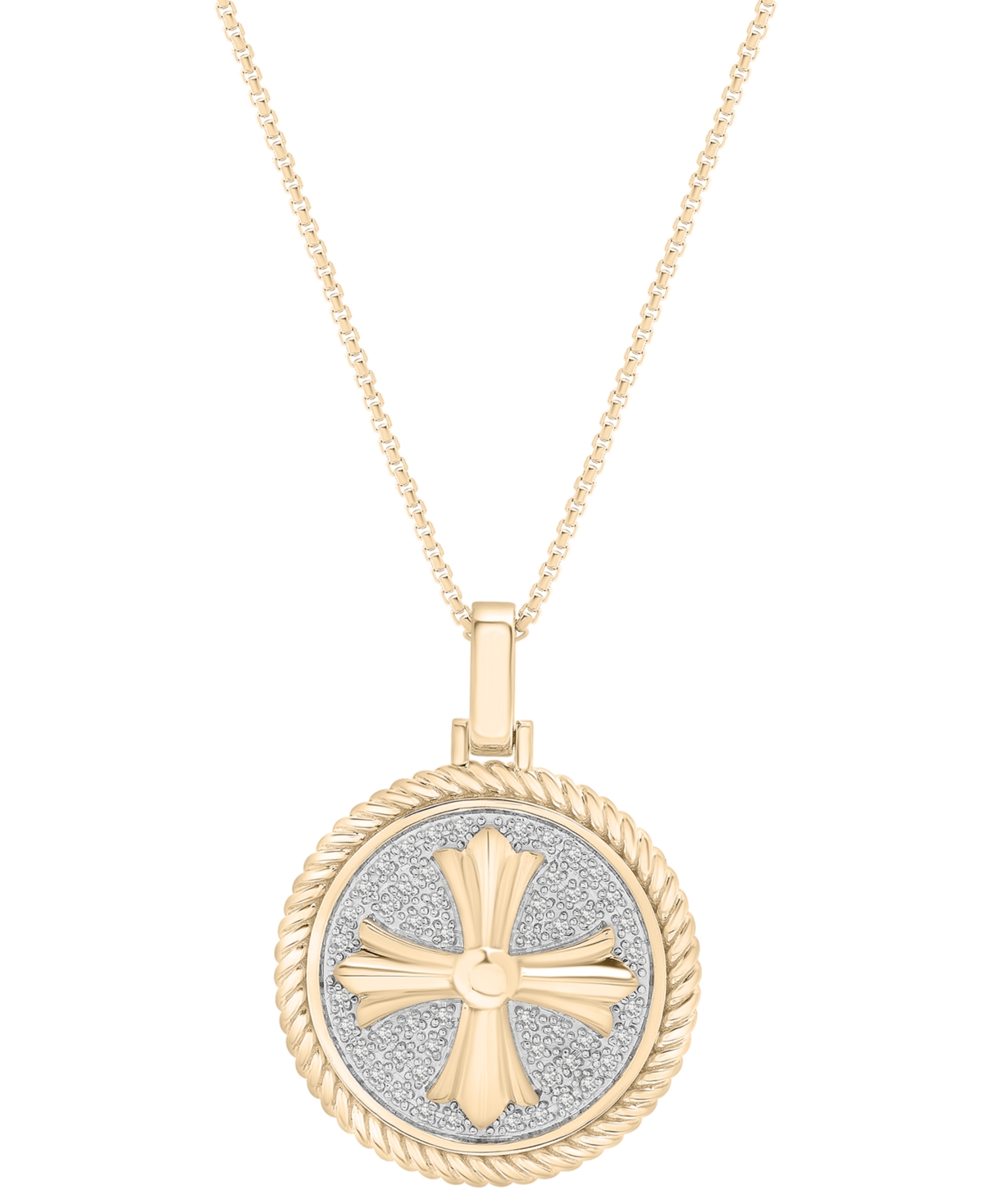 Click here for Macys Mens Diamond Cross Medallion Pendant Necklac... prices