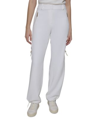 KARL LAGERFELD PARIS Women's Adjustable Bungee-Hem Cargo Pants - Macy's