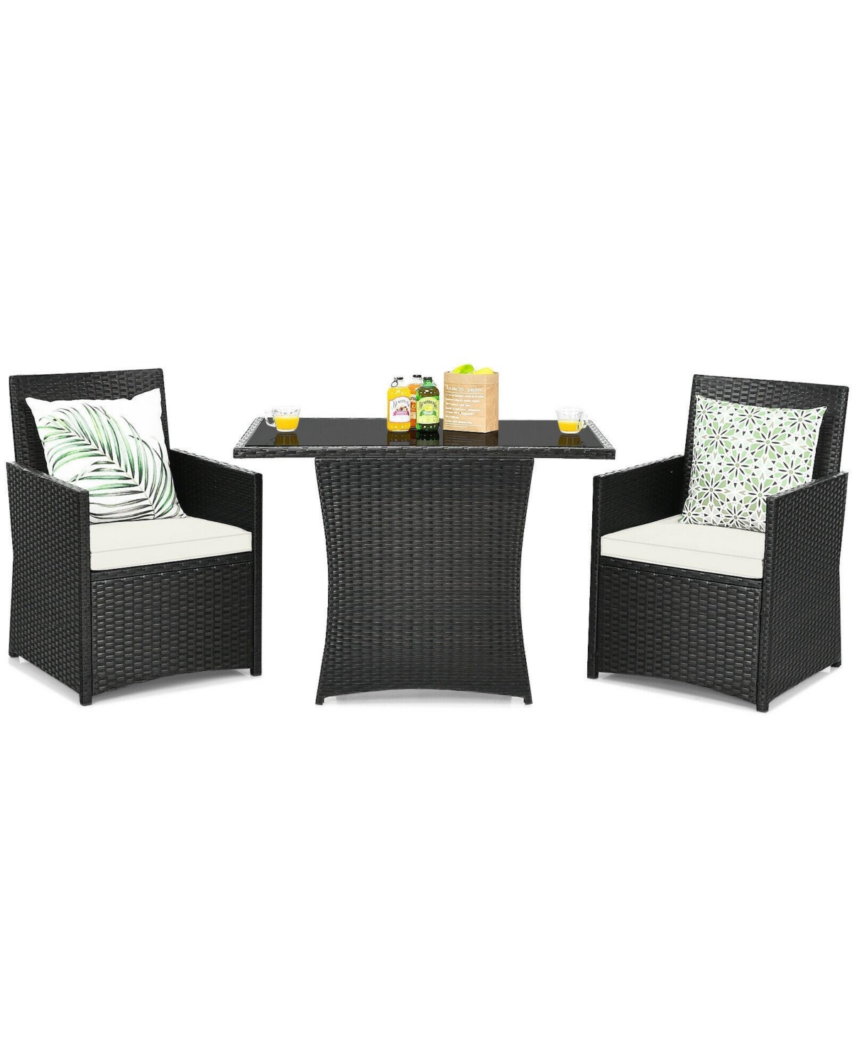 Click here for 3 Pieces Patio Rattan Furniture Set with Cushion a... prices