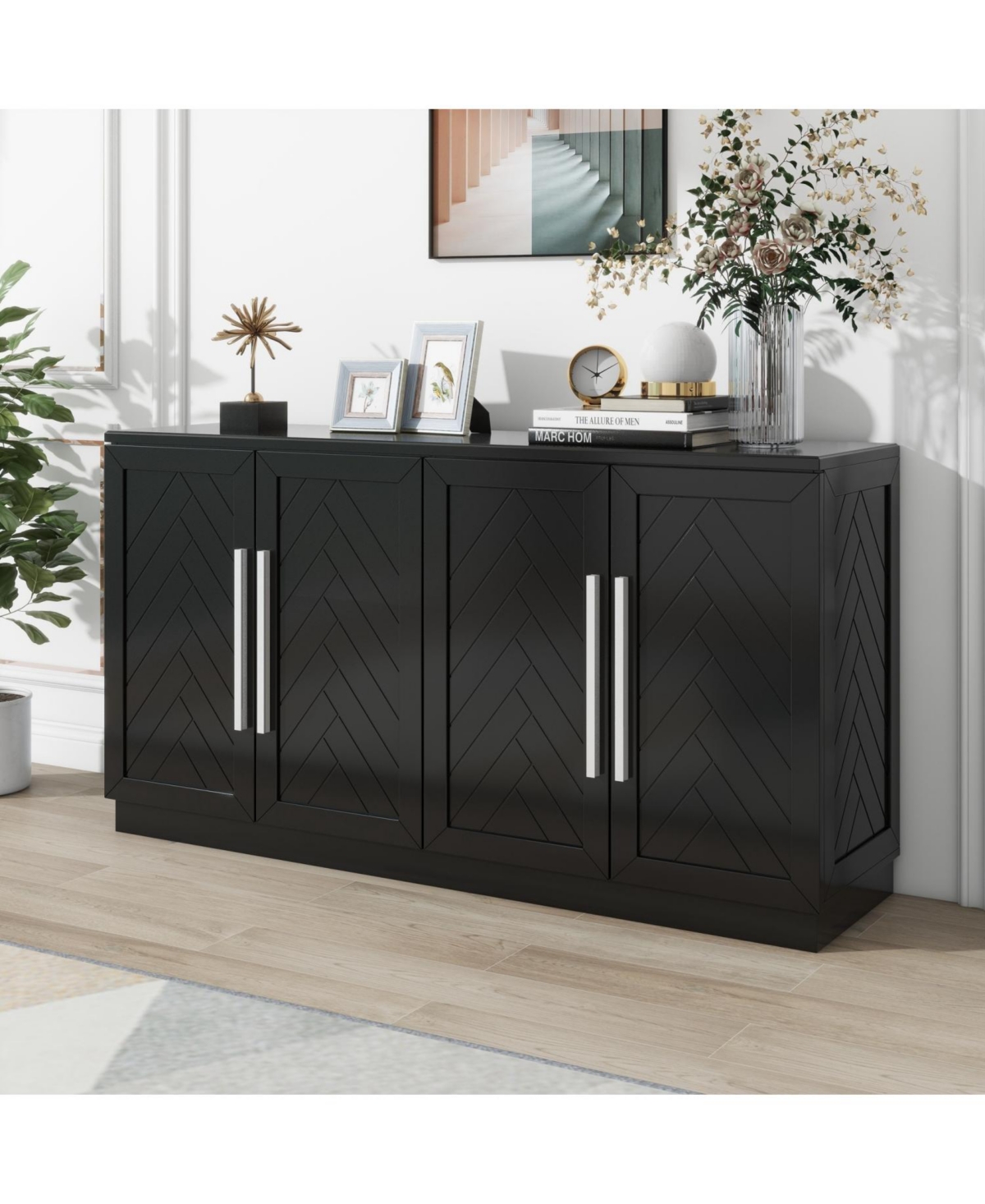 Click here for Streamdale Black 4-Door Sideboard with Adjustable... prices