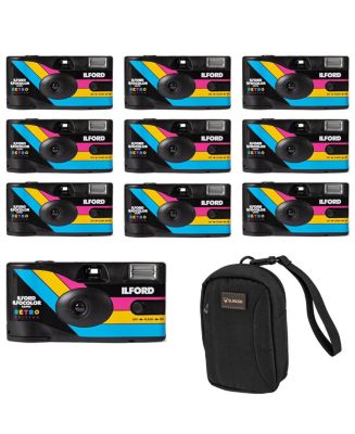 Ilford ILFOCOLOR Rapid Retro Single Use Color Film Camera, Black, 10 ...