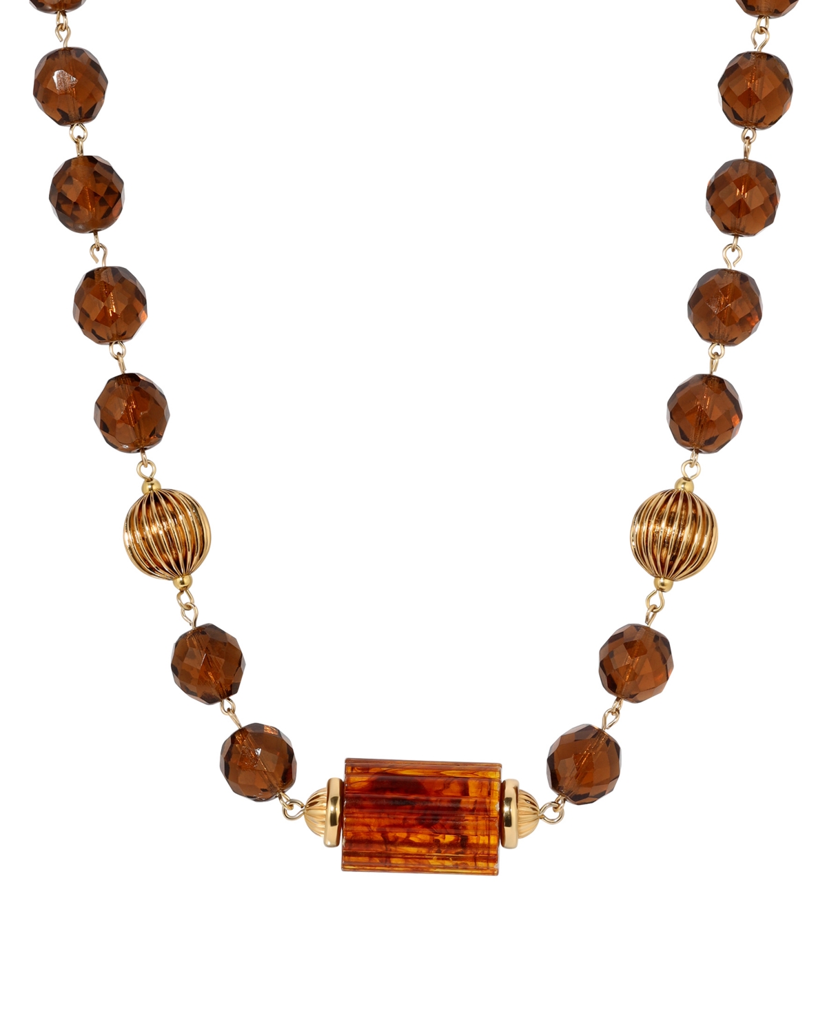 Click here for 2028 Topaz Glass Bead Strand Necklace - Brown prices