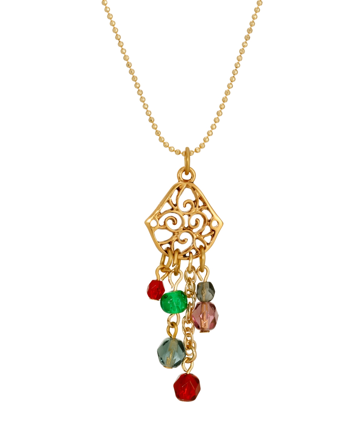 Click here for 2028 Gold-Tone Colored Glass Beads Necklace - Mult... prices