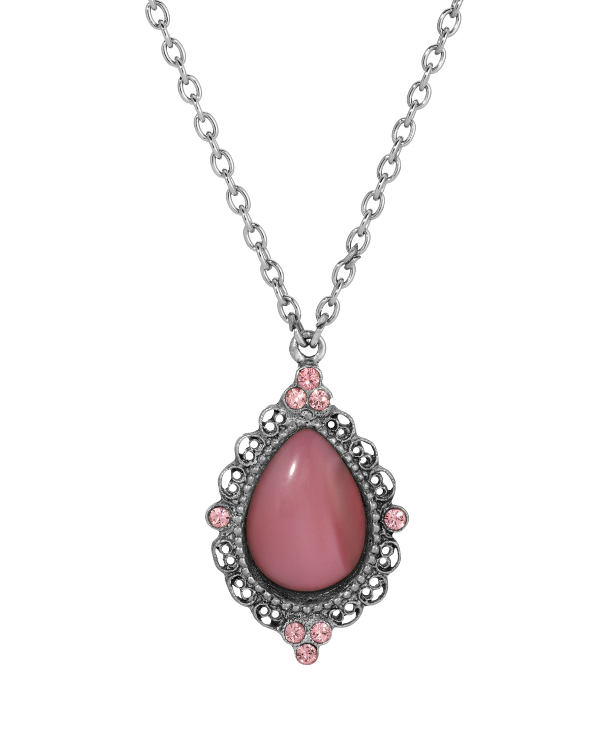 Click here for 2028 Pink Glass Teardrop Crystal Accent Necklace -... prices