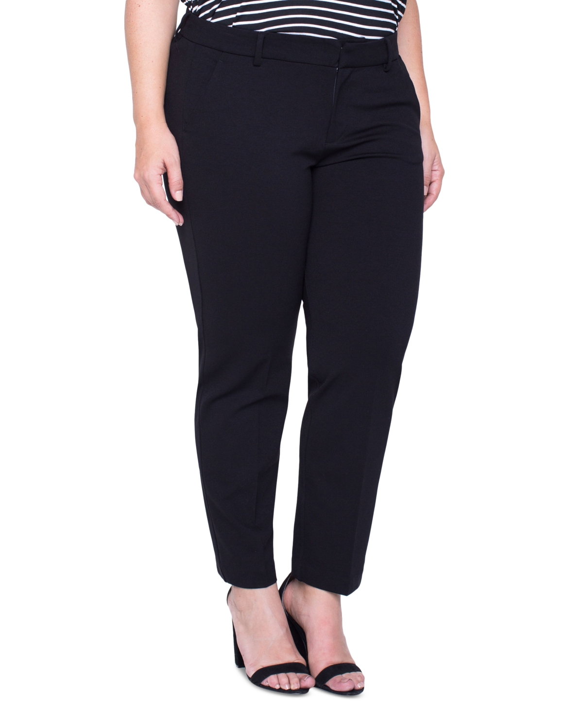Liverpool Los Angeles Plus Size Kelsey Mid-Rise Slim-Leg Pants - Black