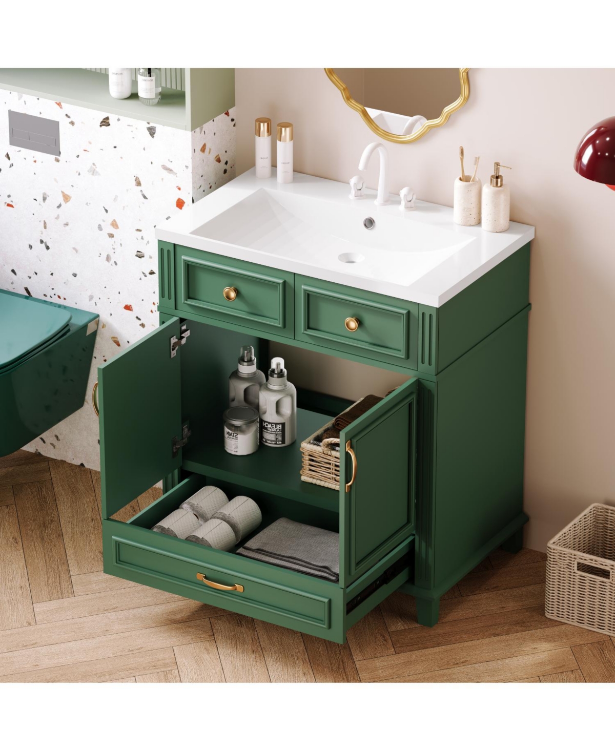 Click here for Streamdale 30" Green Bathroom Vanity with Res... prices