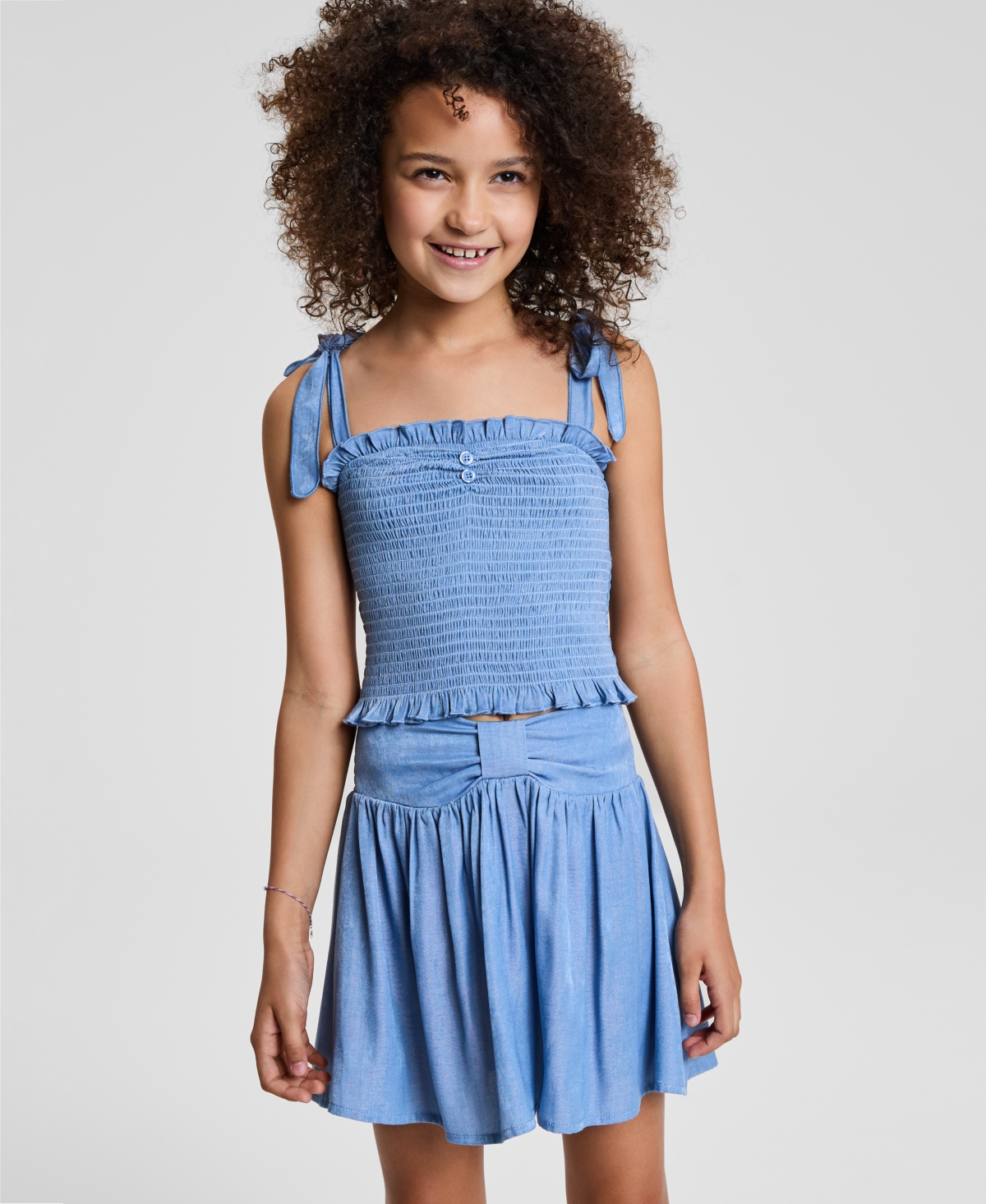 Click here for With Jules Big Girl Tie Shoulder Smocked Top - Cha... prices