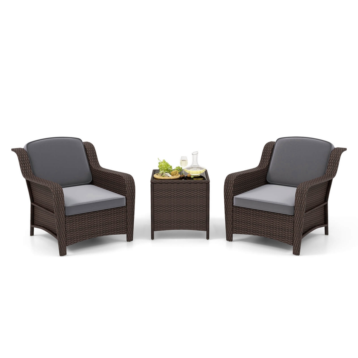 Click here for Gymax Set of 3 Furniture Set w/ Cushions & Tempere... prices