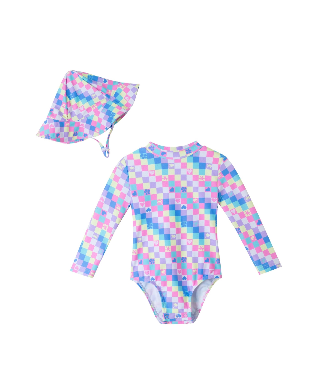 Click here for Infant Check Print Ruffle Back Rashguard w/Hat - C... prices