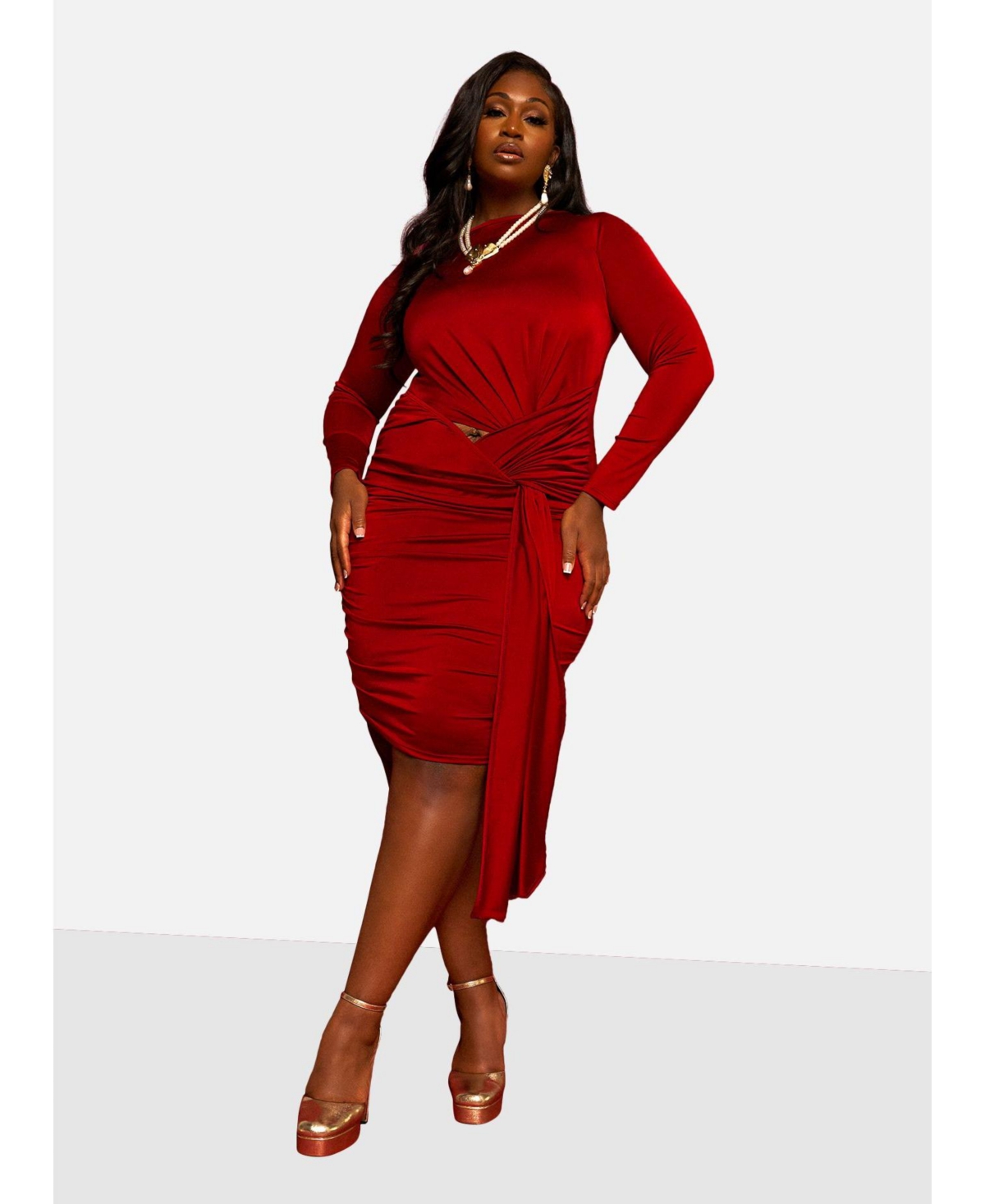 Click here for Rebdolls Womens Burgundy Shai Draped Bodycon Mini... prices