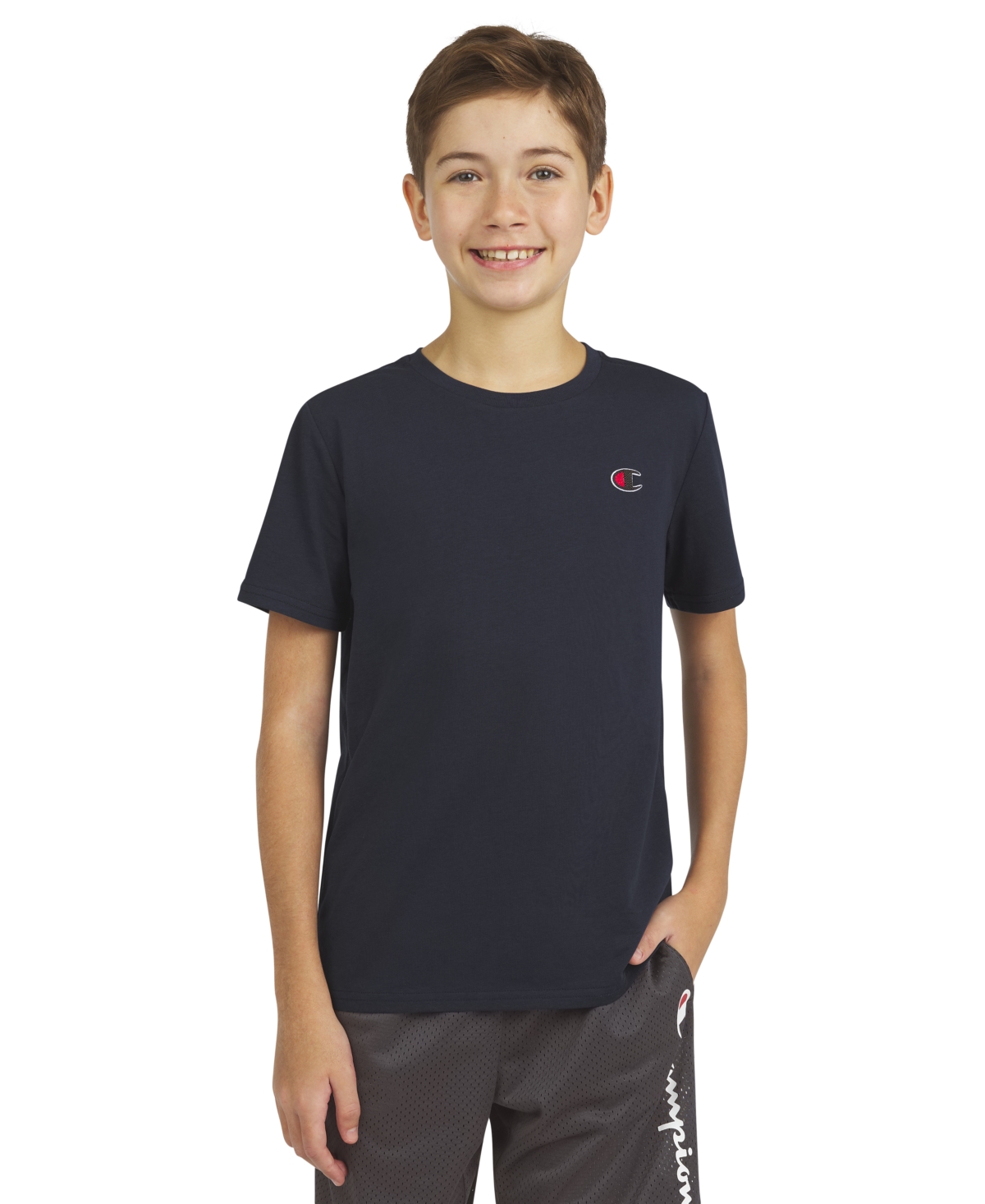 Click here for Champion Big Boys Patch Logo T-Shirt - Navy prices