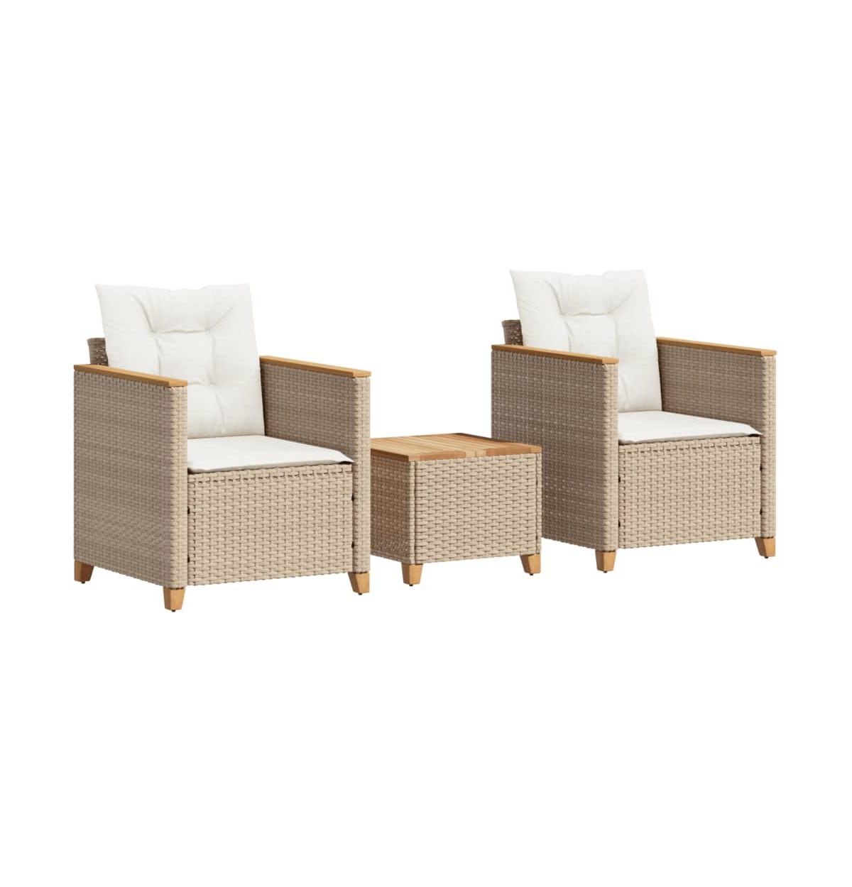 Click here for 3 Piece Bistro Set with Cushions Beige Poly Rattan... prices
