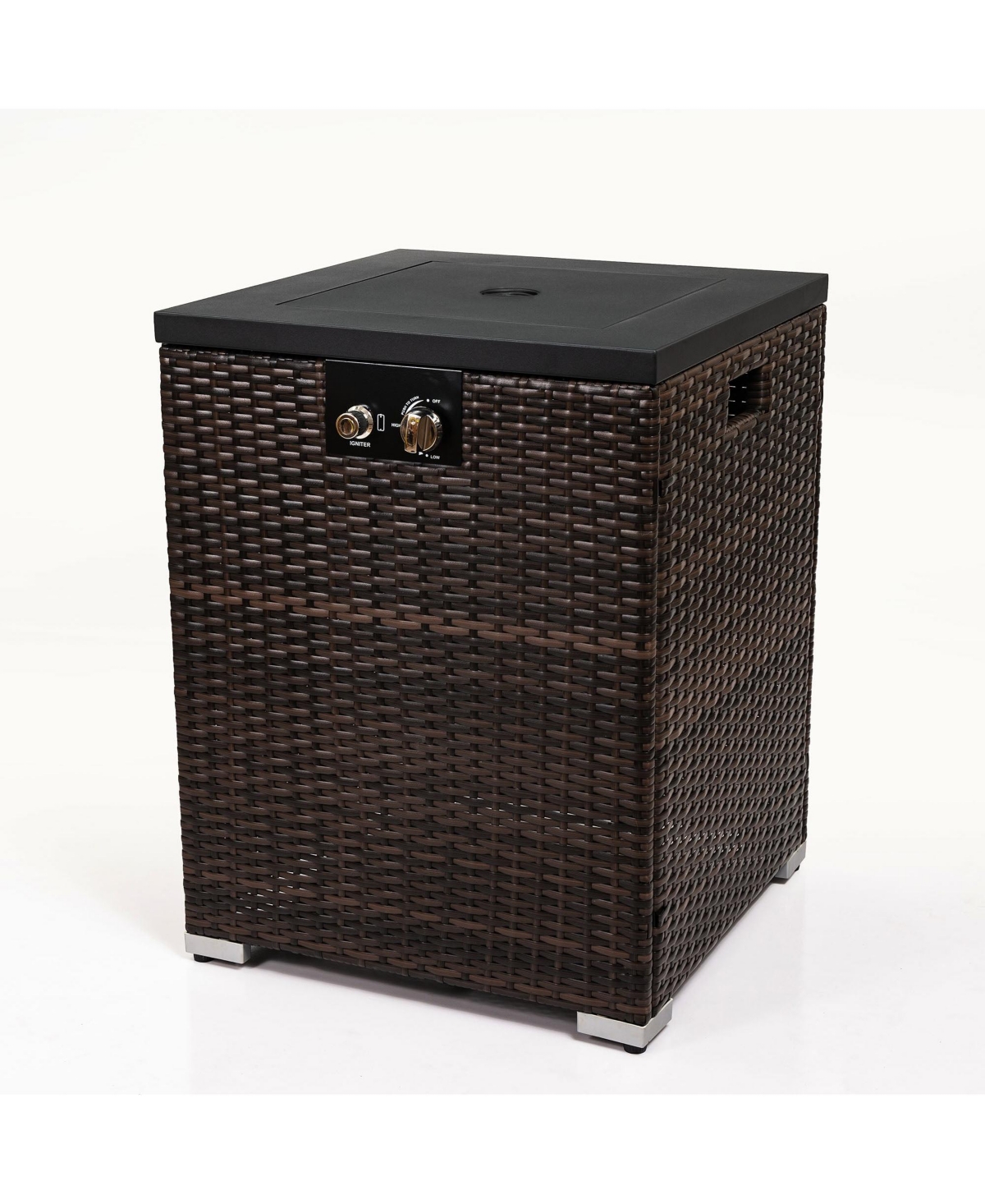 Click here for Wicker Fire Pit Column with Glass Wind Guard - Dar... prices