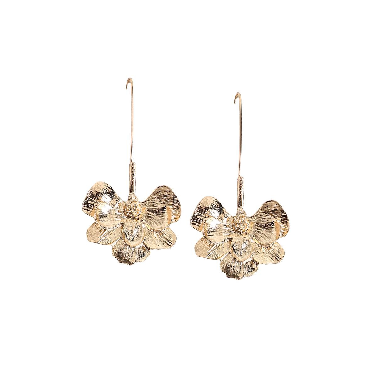 Click here for Metallic Semi Flora Drop Earrings - Gold prices