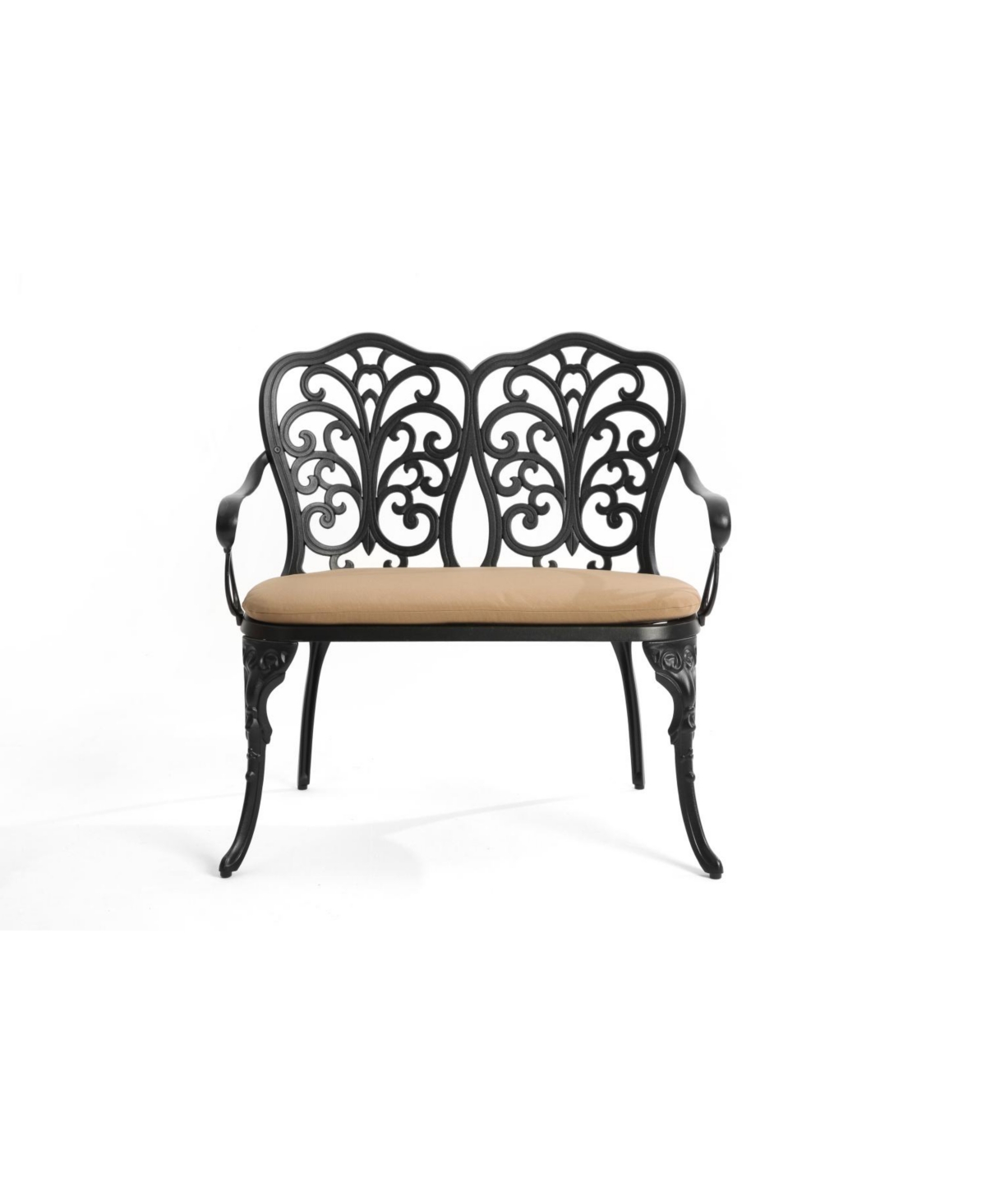 Click here for Streamdale Cast aluminium bench with cushion - Bla... prices