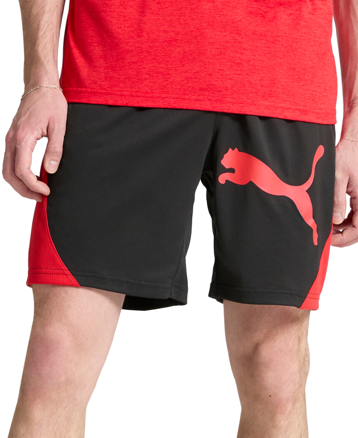 Click here for Puma Mens Tad Tech Knit Logo Shorts - Black / Red prices