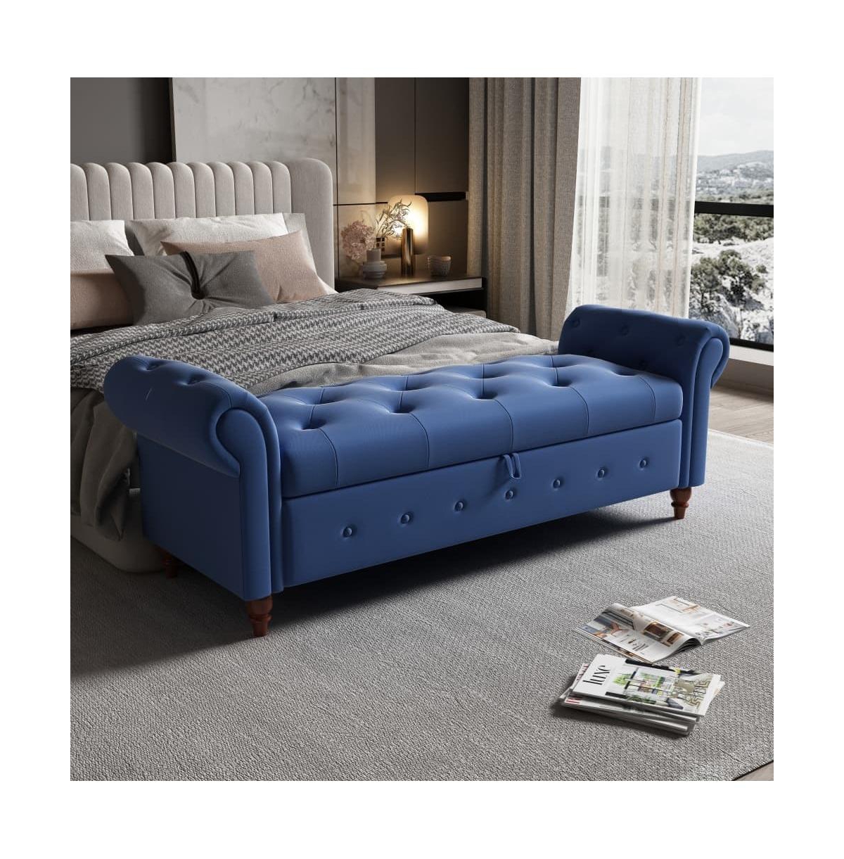 Click here for 63 Inch Upholstered Storage Bench with Rolled Arms... prices