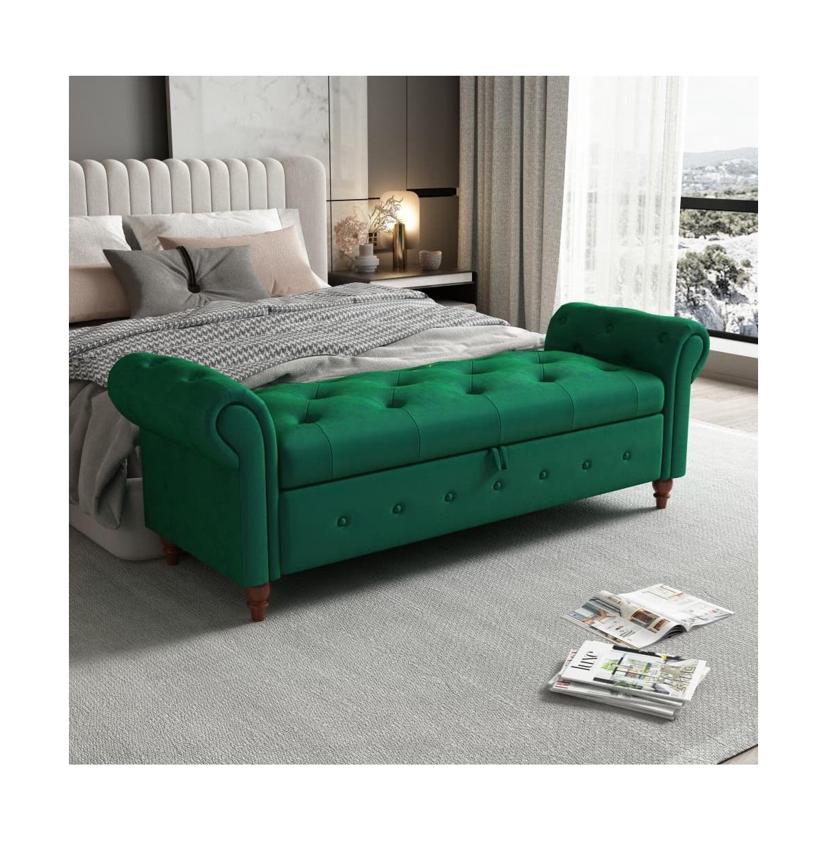 Click here for 63 Inch Upholstered Storage Bench with Rolled Arms... prices