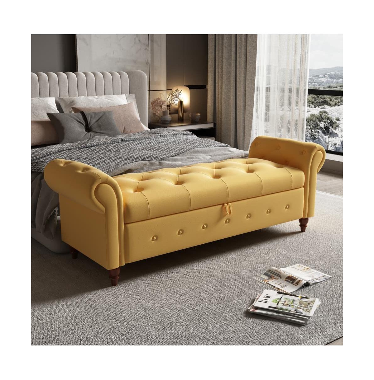 Click here for 63 Inch Upholstered Storage Bench with Rolled Arms... prices