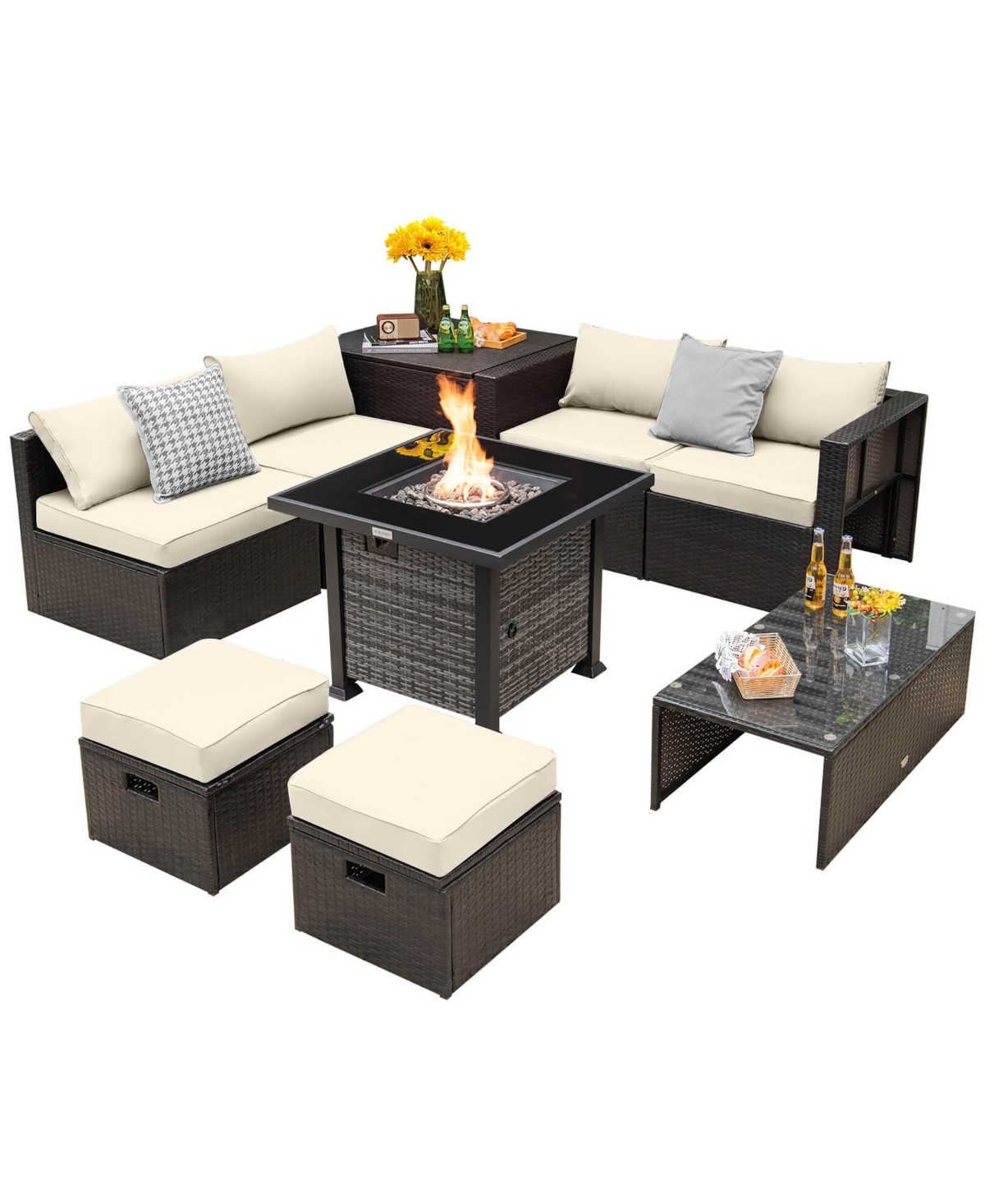 Click here for Gymax 9 Pieces Furniture Set w/ 50 000 Btu Propane... prices
