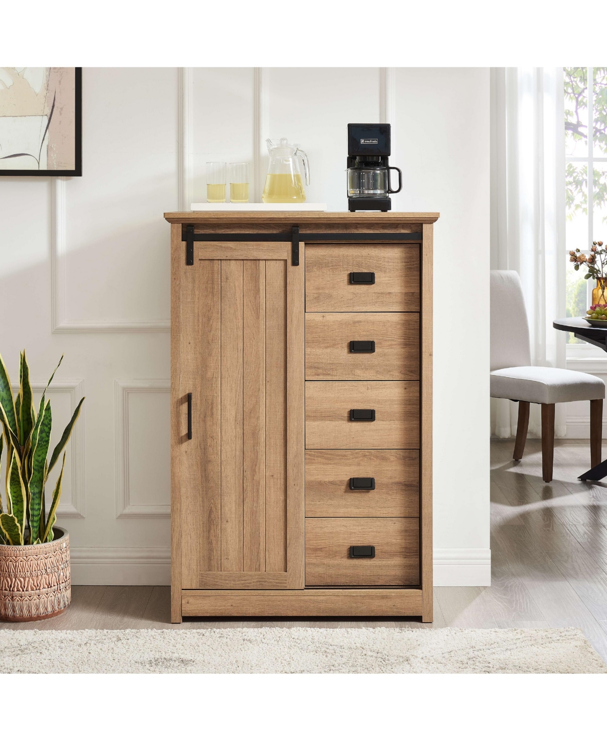 Click here for 5 Drawers Dresser w/Sliding Barn Door  Farmhouse M... prices