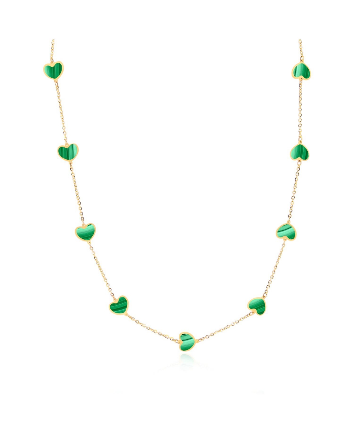 Click here for The Lovery Malachite Heart Station Necklace 14K Go... prices