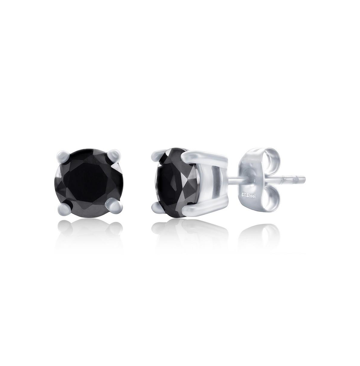 Click here for Stainless Steel  7mm Round Black Cz Studs - Silver prices