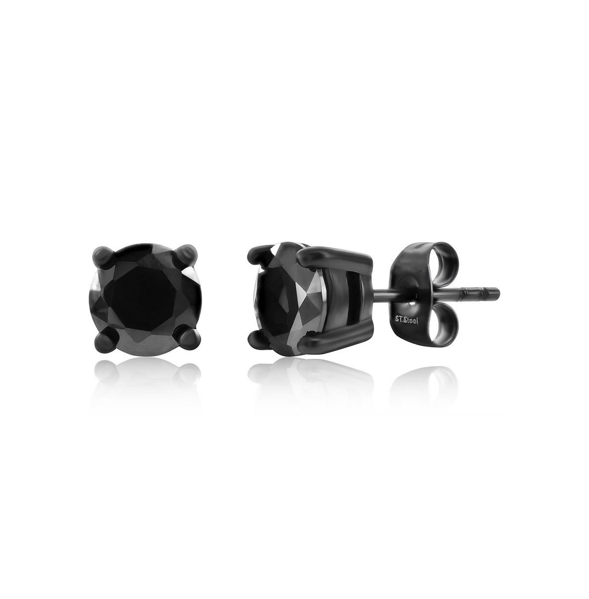 Click here for Stainless Steel  7mm Round Black Cz Studs - Black prices