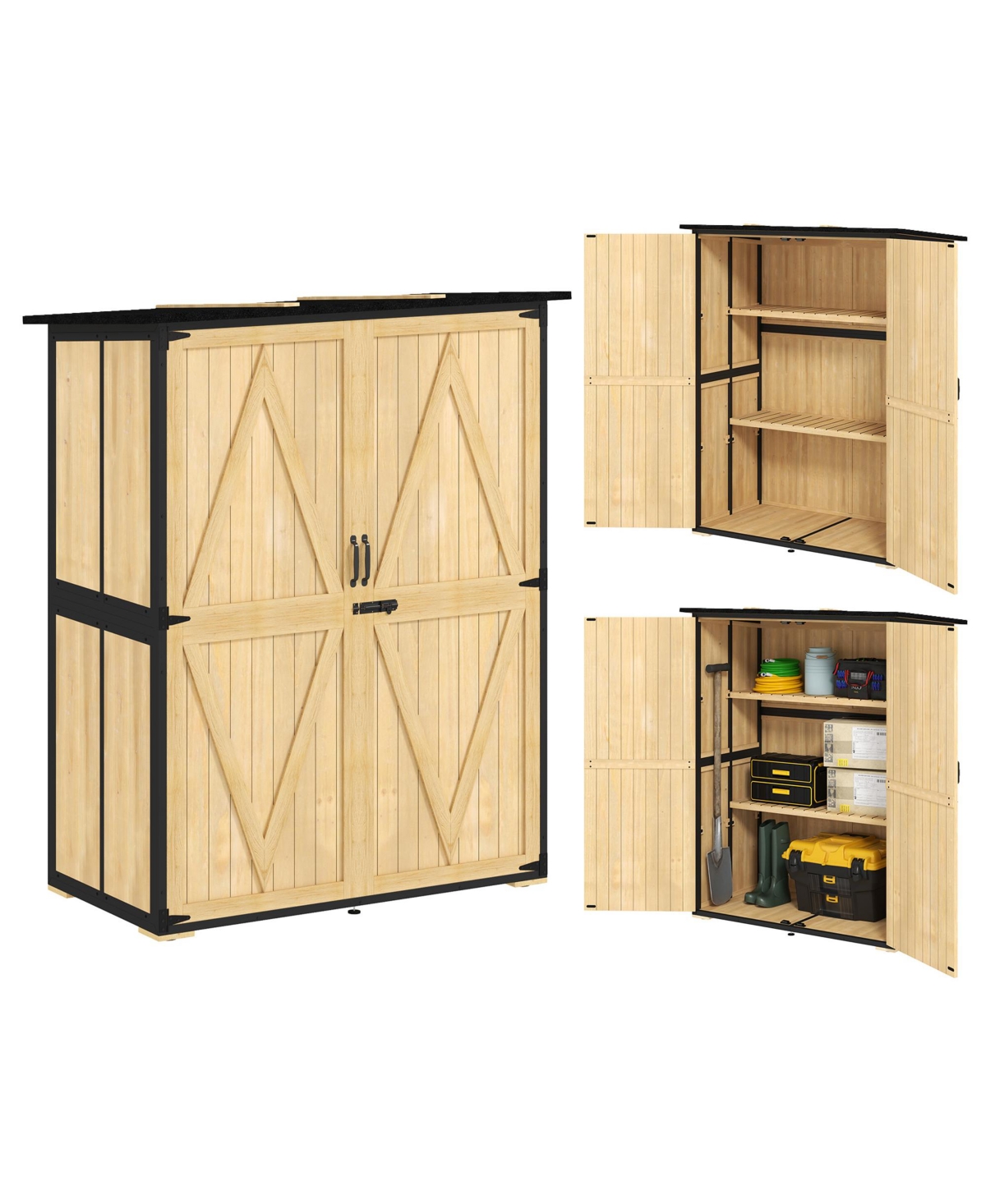 Click here for Outsunny Outdoor Storage Cabinet  Wood Garden Shed... prices