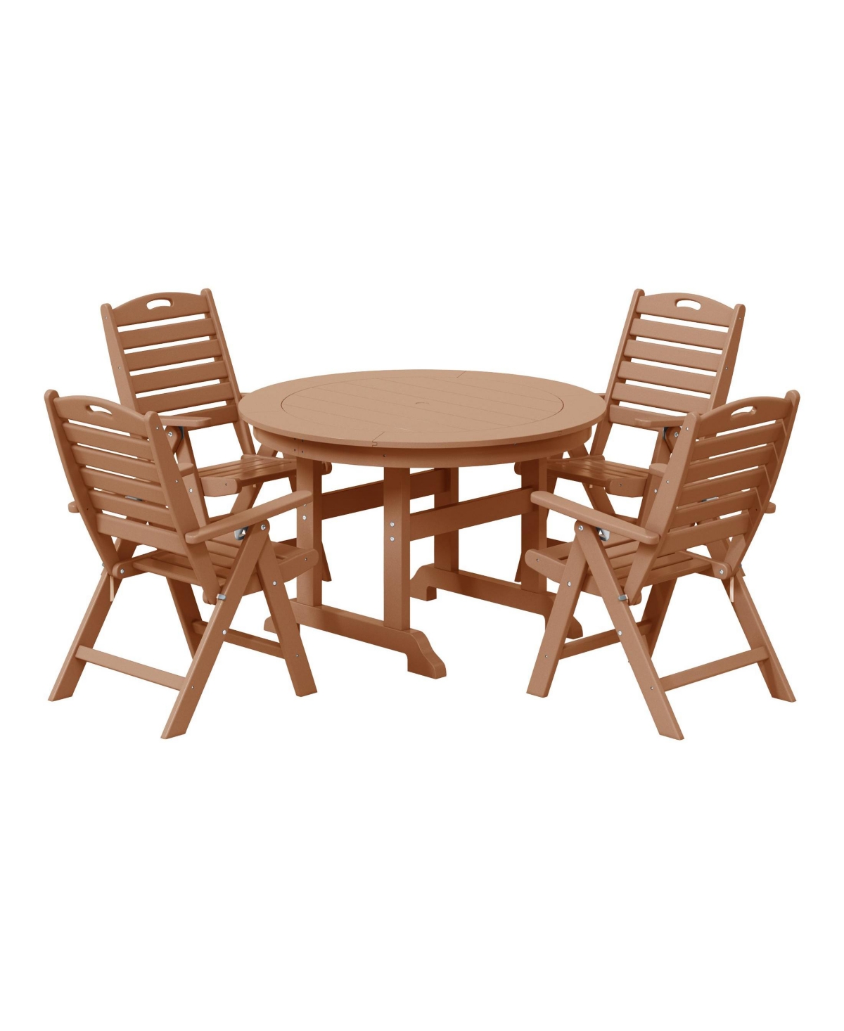 Click here for 5-Piece Hdpe Round Patio Dining Table Set with Fol... prices