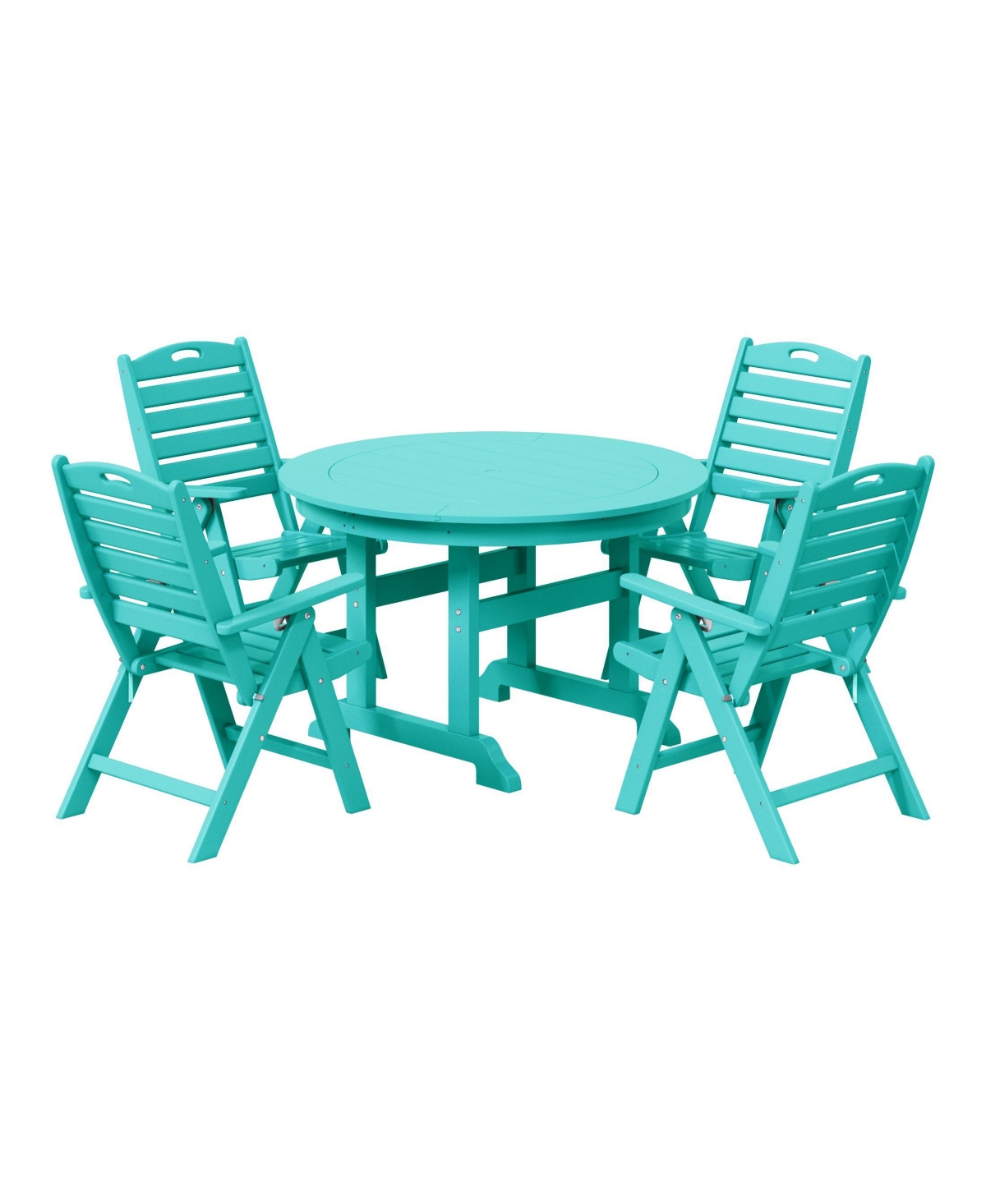 Click here for 5-Piece Hdpe Round Patio Dining Table Set with Fol... prices