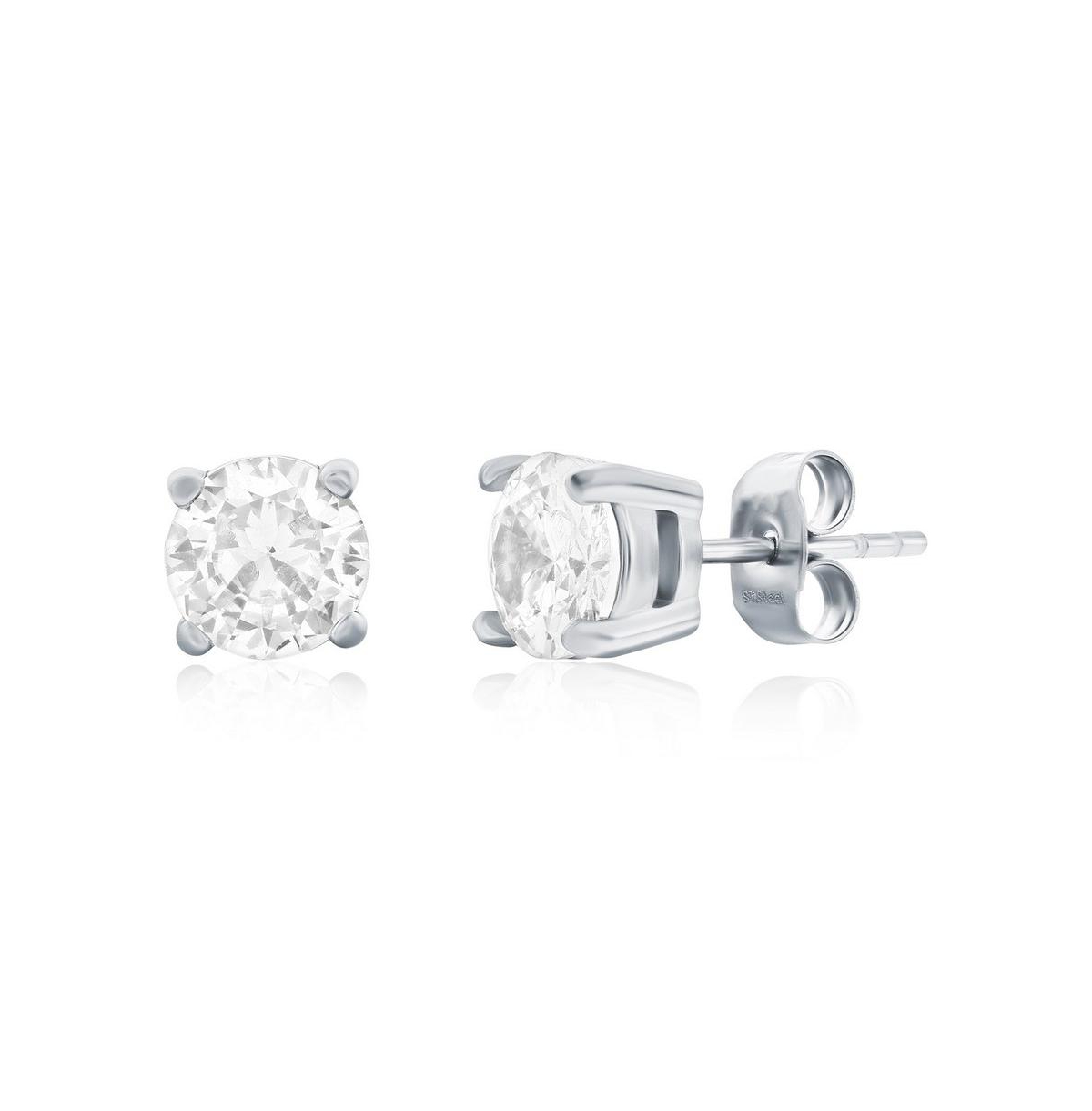 Click here for Stainless Steel  7mm Round Cz Studs - Silver prices