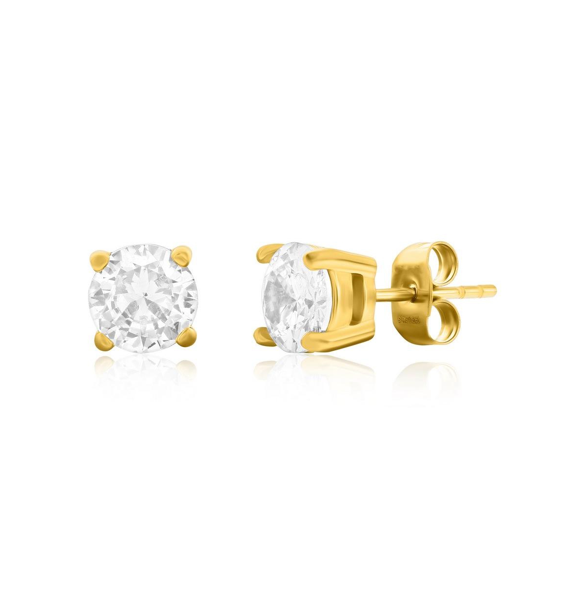 Click here for Stainless Steel  7mm Round Cz Studs - Gold prices
