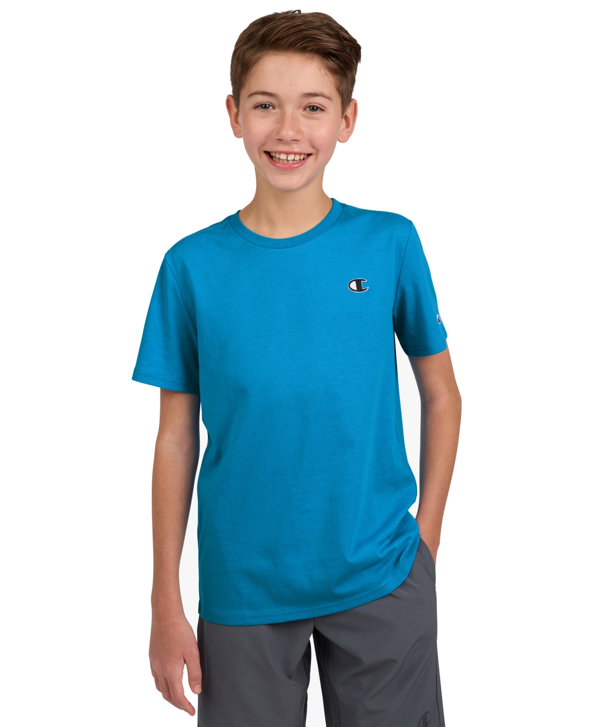 Click here for Champion Big Boys Patch Logo T-Shirt - Bright Blue prices
