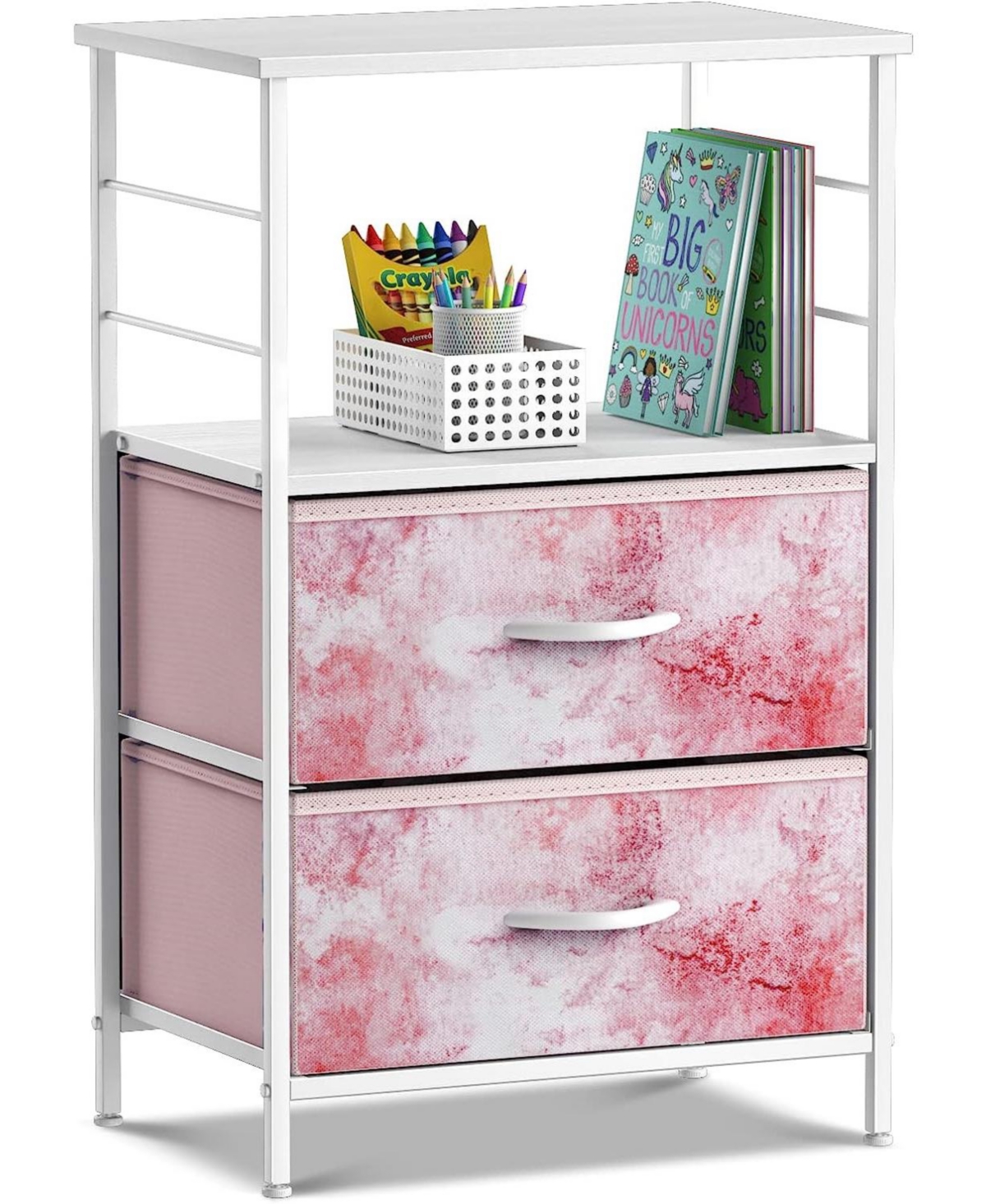 Click here for Sorbus End Table with 2 Drawers - Tie dye pink prices