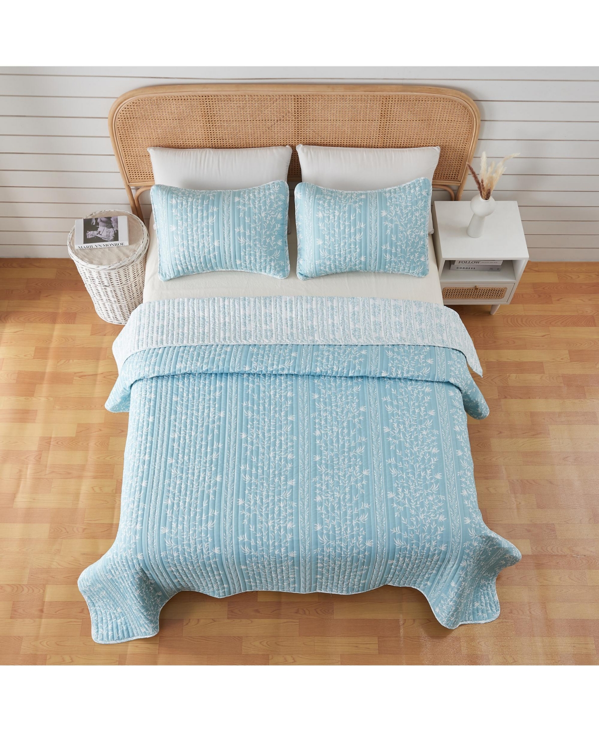 Click here for Linery & Co. Floral Striped Microfiber Quilt Set W... prices