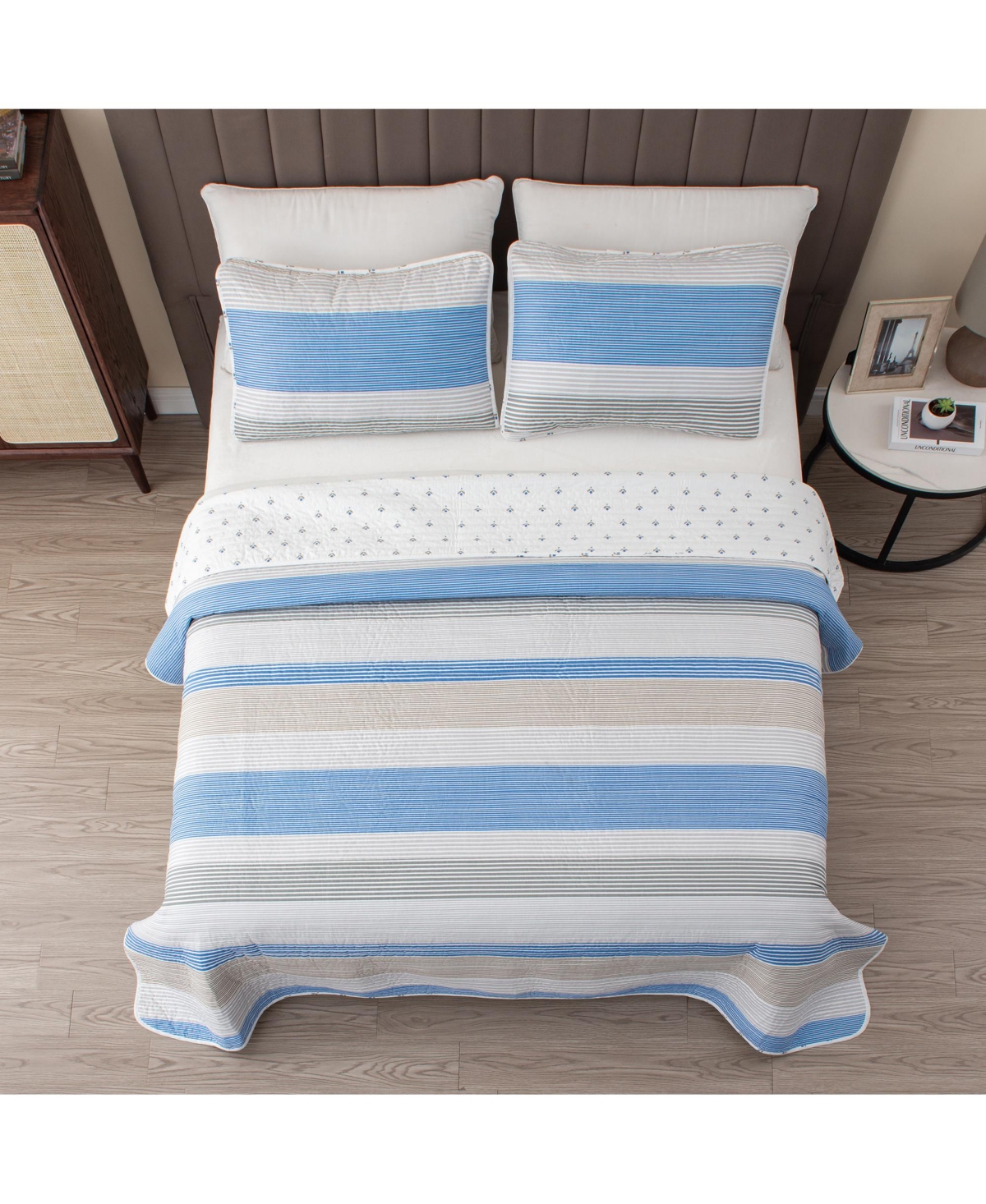 Click here for Linery & Co. Striped Microfiber Quilt Set With Sha... prices